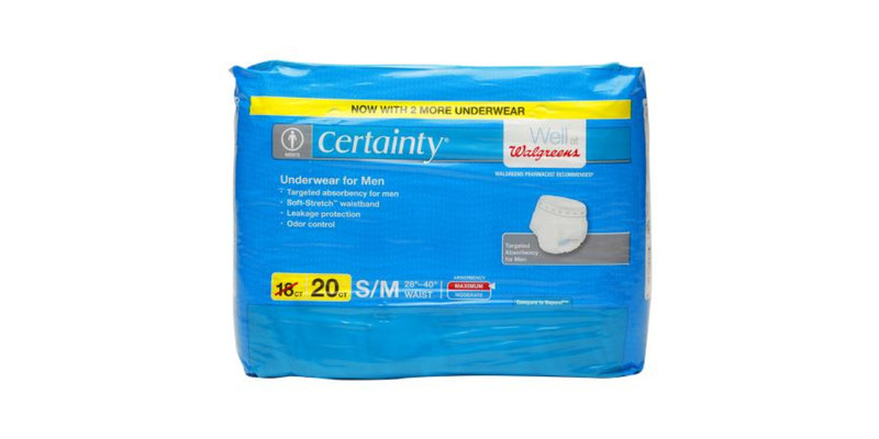 Walgreens Certainty Men's Underwear, Maximum Absorbency S/M Reviews 2019