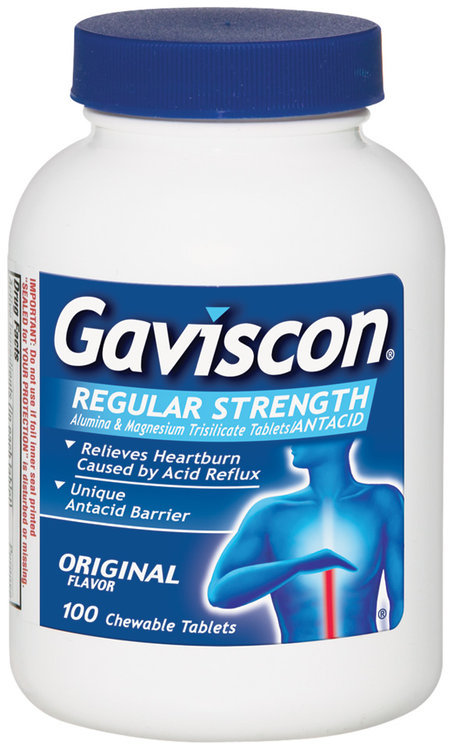 Gaviscon Regular Strength Chewable Tablets Antacid 100 Ct Bottle ...