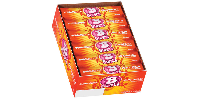 Bubblicious Rolls Bubblicious Bursts Mango Peach Bubble Gum 12 Pk Pack ...