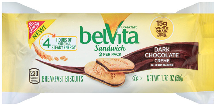 Nabisco belVita Sandwich Dark Chocolate Creme Breakfast Biscuits ...