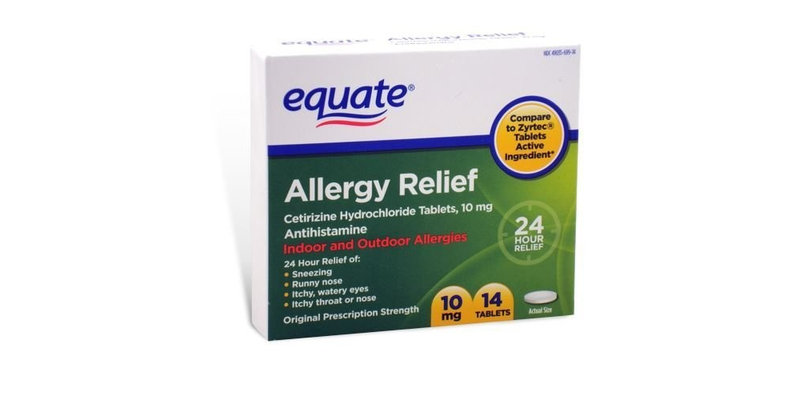 Equate - Allergy Cetirizine 10 mg, 14 Tablets (Compare to Zyrtec ...