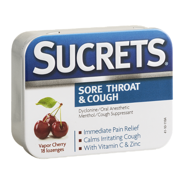 Sucrets Sore Throat & Cough Suppressant Lozenges Vapor Cherry - 18 CT ...
