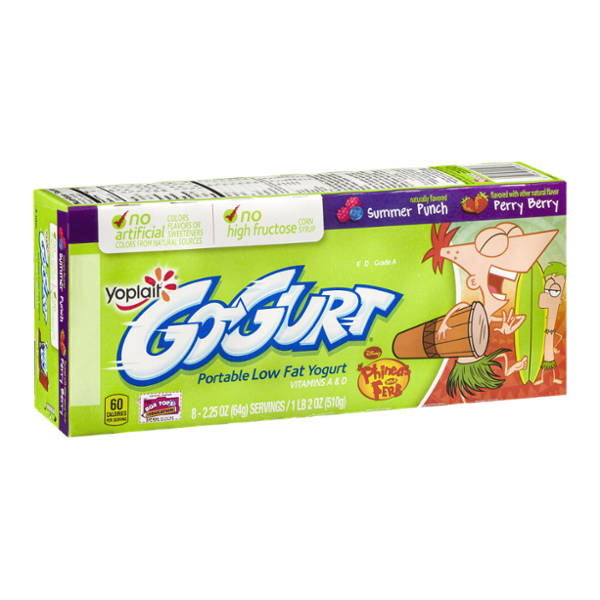 GO-GURT® Portable Low Fat Yogurt Phineas And Ferb Summer Punch Perry ...