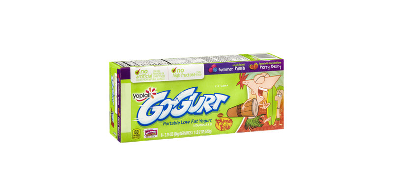 GO-GURT® Portable Low Fat Yogurt Phineas And Ferb Summer Punch Perry ...