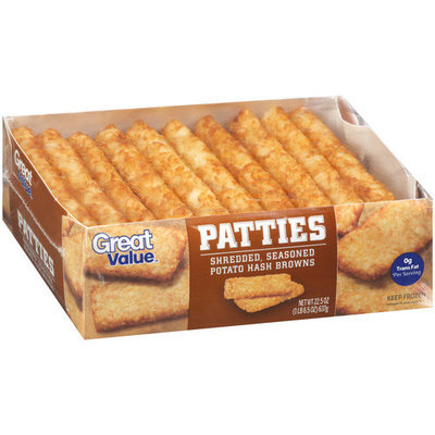 Great Value Shredded Seasoned Potato Patties Hash Brown, 22.5 oz ...