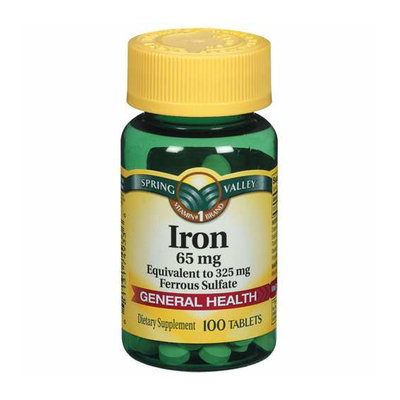 Spring Valley Iron 65Mg 100Ct Iron 65 Mg Tablets Dietary Supplement 100 ...
