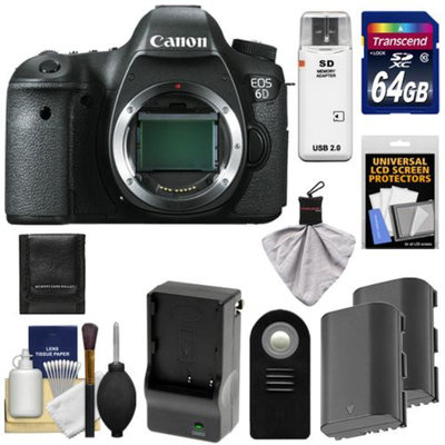 Canon EOS 6D Digital SLR Camera Body with 64GB Card + 2 Batteries ...