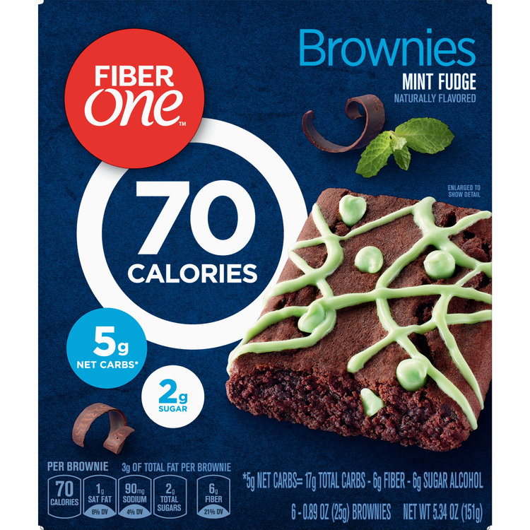 Fiber One Brownies, 70 Calorie Bar, 5 Net Carbs, Snacks, Mint Fudge ...