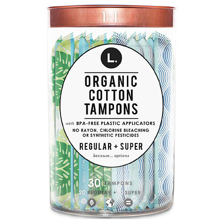 L. Organic Cotton Regular and Super Absorbency Tampons Multipack - 30.0 ...