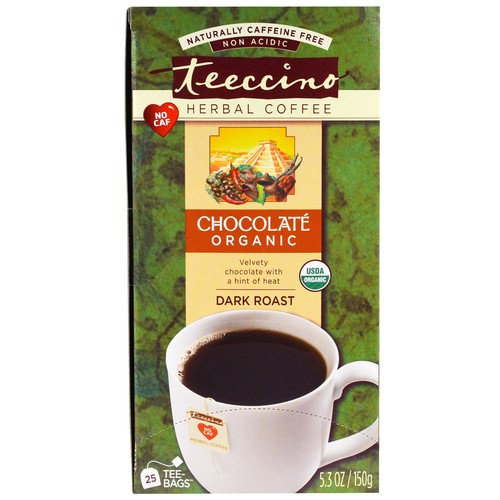 Teeccino, Herbal Coffee, Dark Roast, Organic Chocolate, Caffeine Free ...